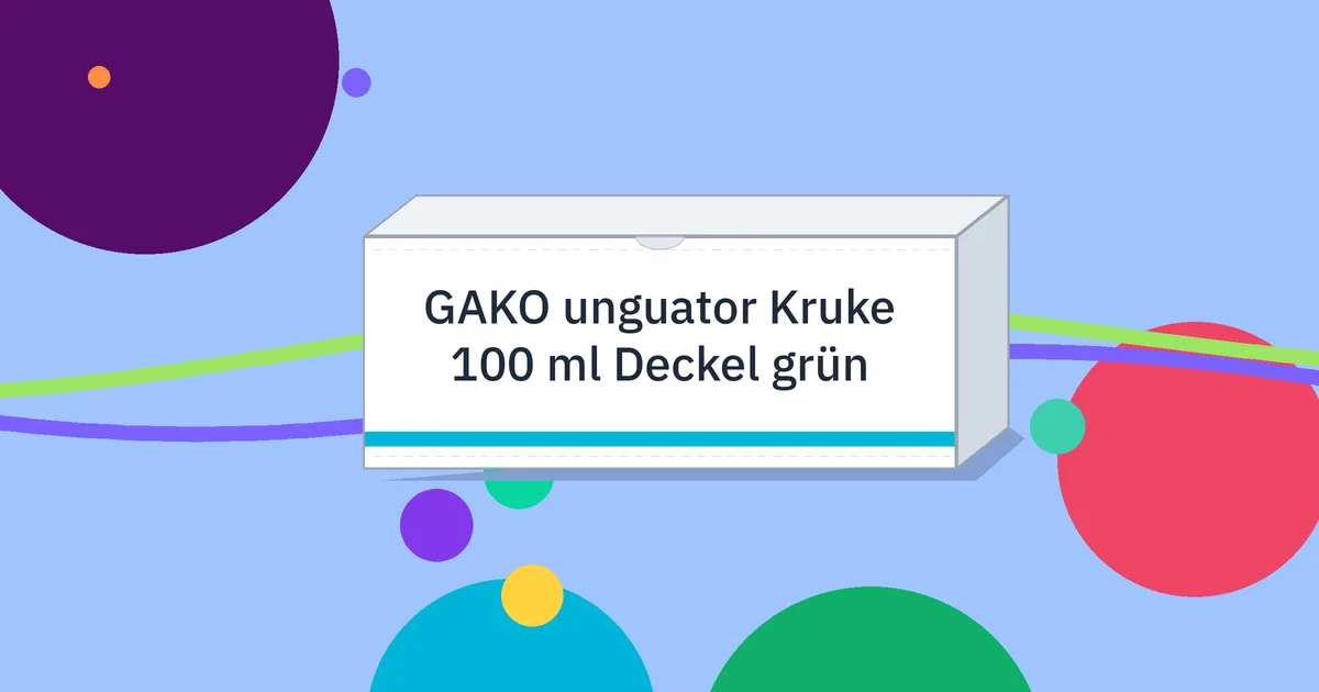 Symbolbild: Packung mit der Aufschrift GAKO unguator Kruke 100 ml Deckel grün (PZN 11603121) – Verfügbarkeit und Bezug in Apotheken in Frankfurt am Main