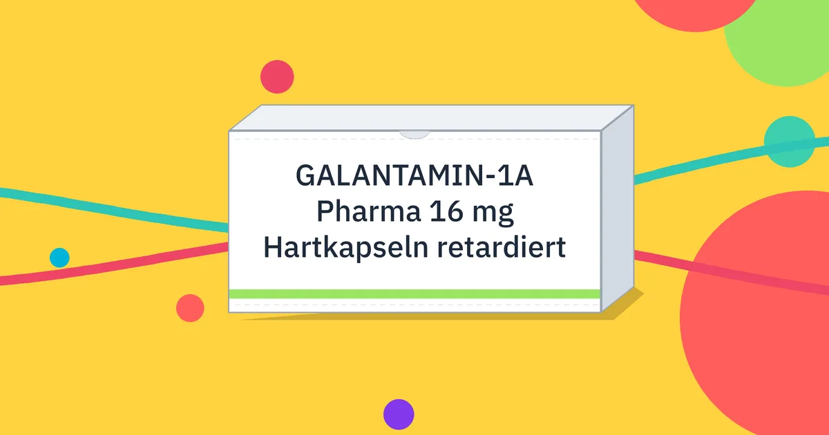 Symbolbild: Packung mit der Aufschrift GALANTAMIN-1A Pharma 16 mg Hartkapseln retardiert (PZN 09426723) – Verfügbarkeit und Bezug in Apotheken in Frankfurt am Main