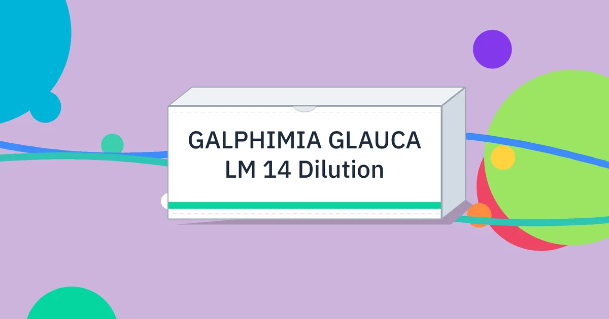 Symbolbild: Packung mit der Aufschrift GALPHIMIA GLAUCA LM 14 Dilution (PZN 12875318) – Verfügbarkeit und Bezug in Apotheken in Frankfurt am Main