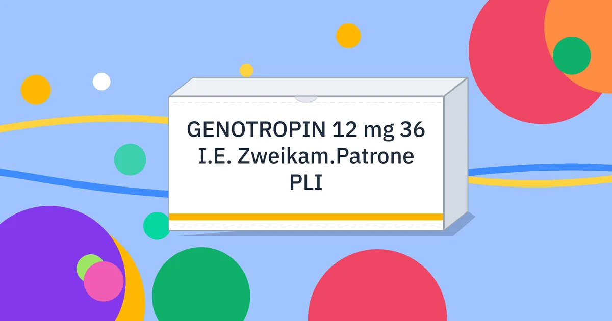 Symbolbild: Packung mit der Aufschrift GENOTROPIN 12 mg 36 I.E. Zweikam.Patrone PLI (PZN 00042731) – Verfügbarkeit und Bezug in Apotheken in Frankfurt am Main