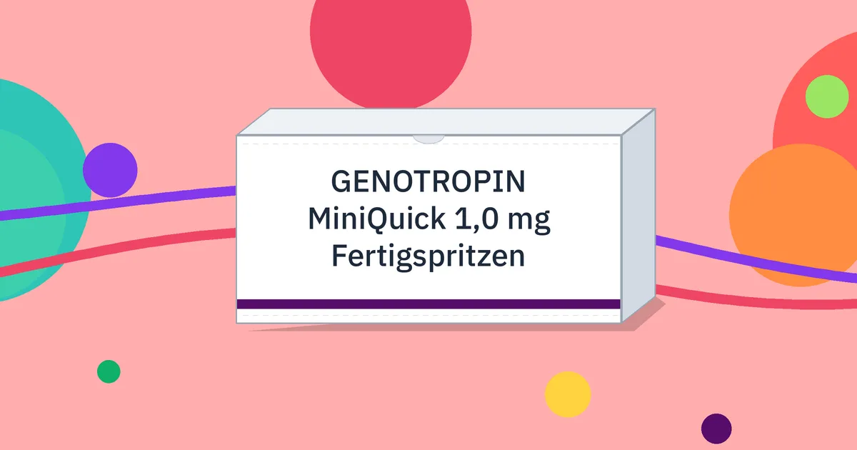 Symbolbild: Packung mit der Aufschrift GENOTROPIN MiniQuick 1,0 mg Fertigspritzen (PZN 03000957) – Verfügbarkeit und Bezug in Apotheken in Frankfurt am Main