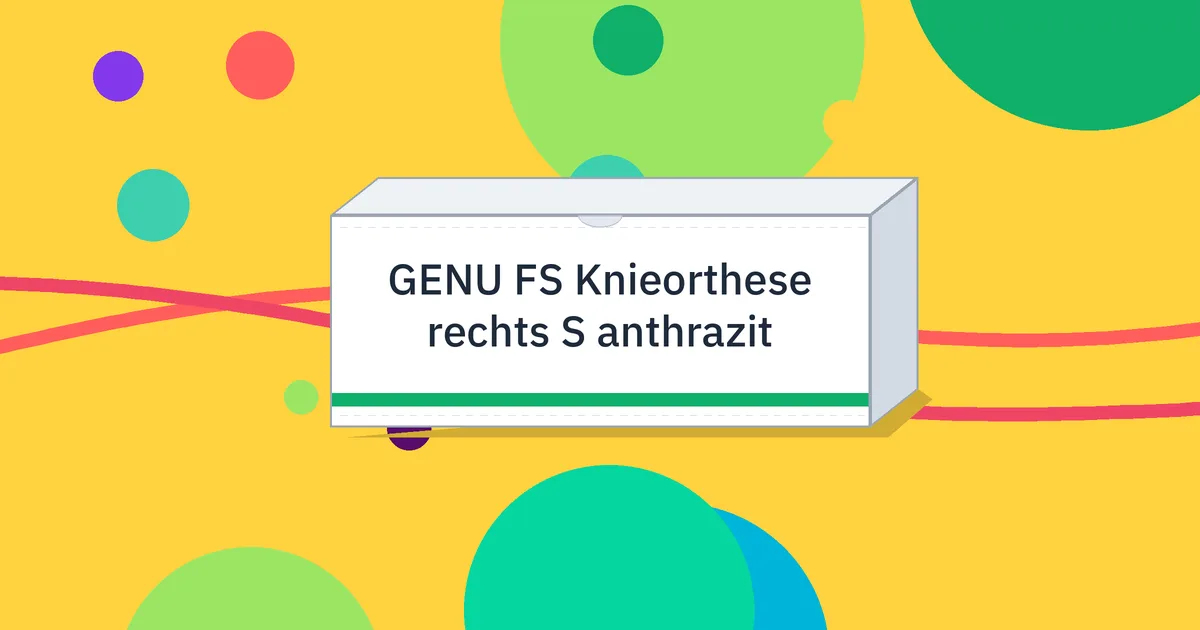 Symbolbild: Packung mit der Aufschrift GENU FS Knieorthese rechts S anthrazit (PZN 14308339) – Verfügbarkeit und Bezug in Apotheken in Frankfurt am Main