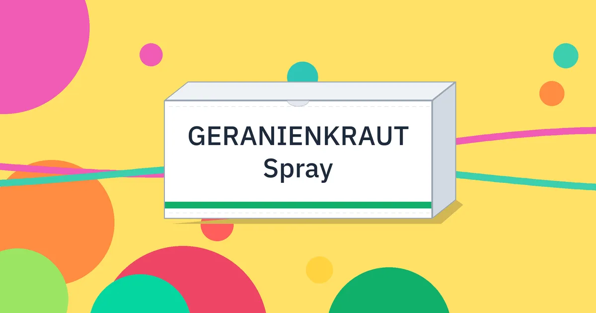 Symbolbild: Packung mit der Aufschrift GERANIENKRAUT Spray (PZN 20183913) – Verfügbarkeit und Bezug in Apotheken in Frankfurt am Main