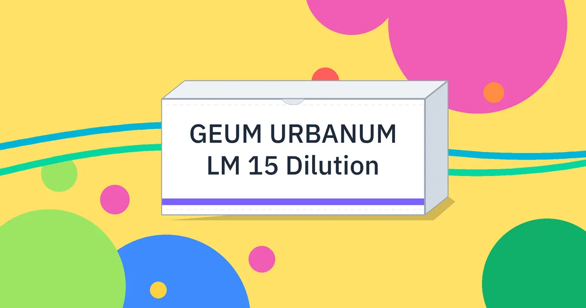 Symbolbild: Packung mit der Aufschrift GEUM URBANUM LM 15 Dilution (PZN 13543771) – Verfügbarkeit und Bezug in Apotheken in Frankfurt am Main