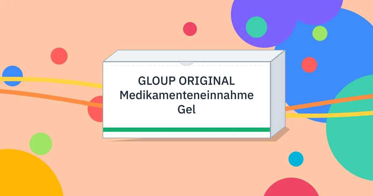 Symbolbild: Packung mit der Aufschrift GLOUP ORIGINAL Medikamenteneinnahme Gel (PZN 12490096) – Verfügbarkeit und Bezug in Apotheken in Frankfurt am Main