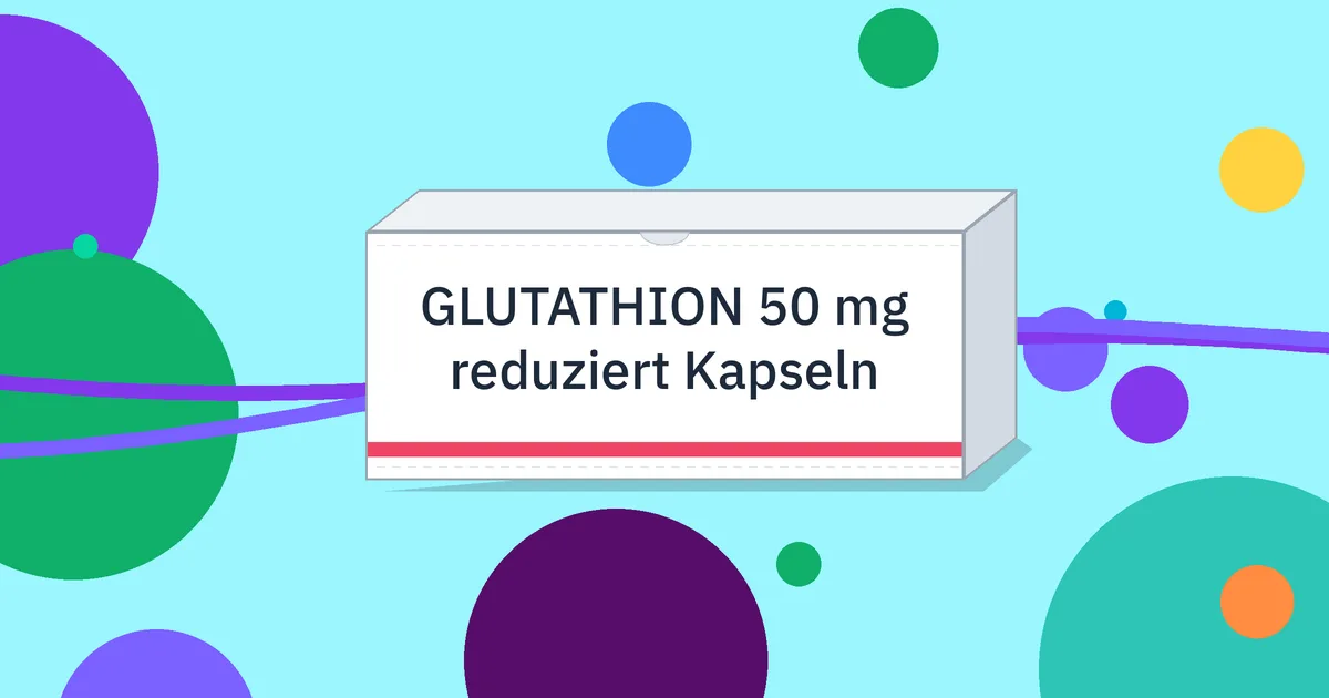 Symbolbild: Packung mit der Aufschrift GLUTATHION 50 mg reduziert Kapseln (PZN 10092061) – Verfügbarkeit und Bezug in Apotheken in Frankfurt am Main