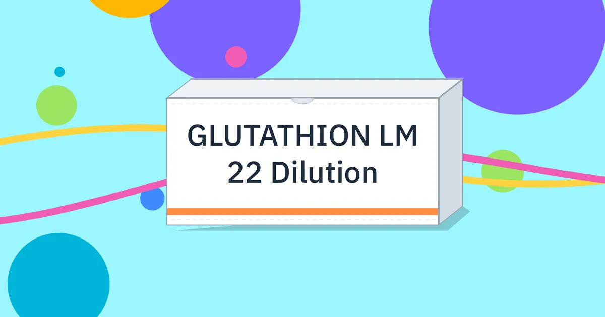 Symbolbild: Packung mit der Aufschrift GLUTATHION LM 22 Dilution (PZN 12880006) – Verfügbarkeit und Bezug in Apotheken in Frankfurt am Main