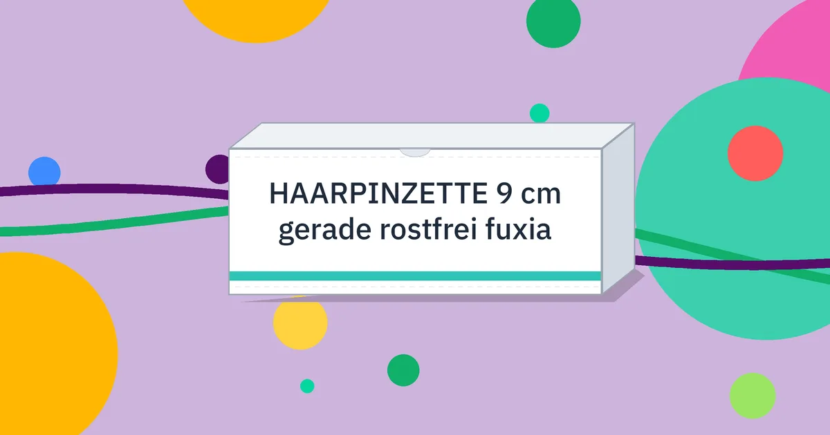 Symbolbild: Packung mit der Aufschrift HAARPINZETTE 9 cm gerade rostfrei fuxia (PZN 17287359) – Verfügbarkeit und Bezug in Apotheken in Frankfurt am Main