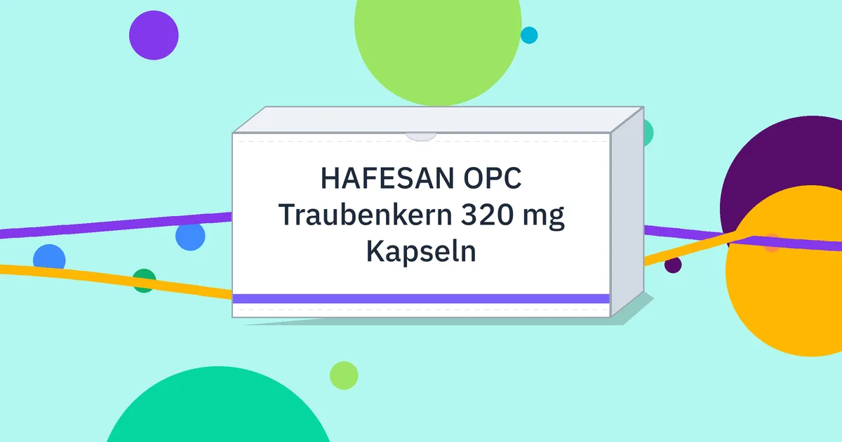 Symbolbild: Packung mit der Aufschrift HAFESAN OPC Traubenkern 320 mg Kapseln (PZN 12388334) – Verfügbarkeit und Bezug in Apotheken in Frankfurt am Main