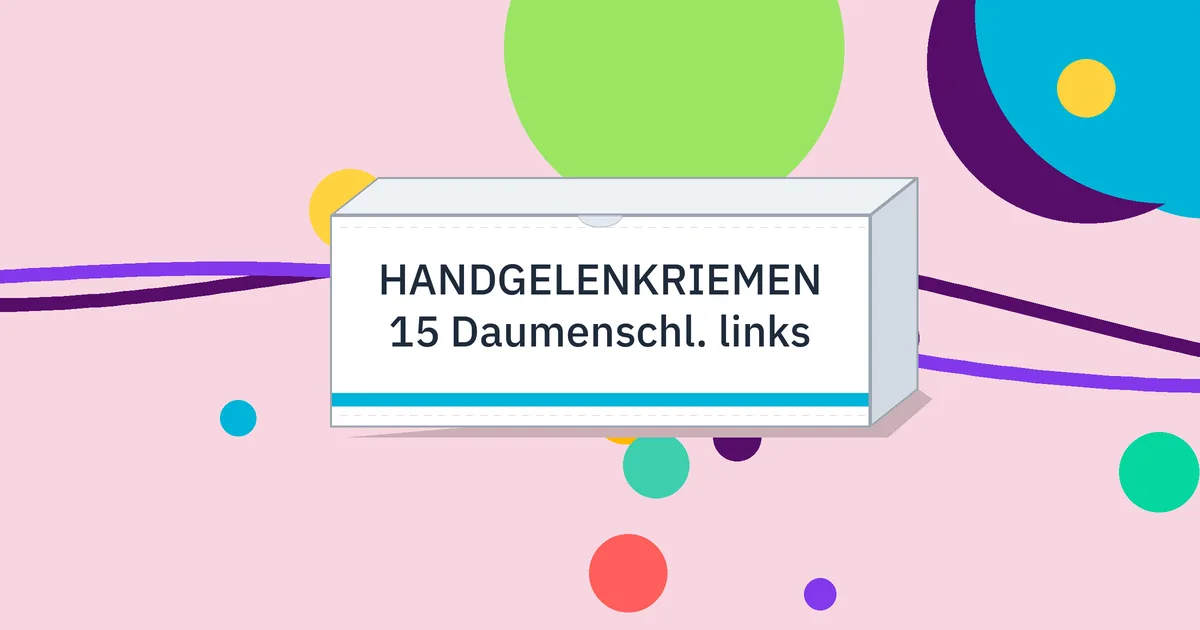 Symbolbild: Packung mit der Aufschrift HANDGELENKRIEMEN 15 Daumenschl. links (PZN 02387983) – Verfügbarkeit und Bezug in Apotheken in Frankfurt am Main