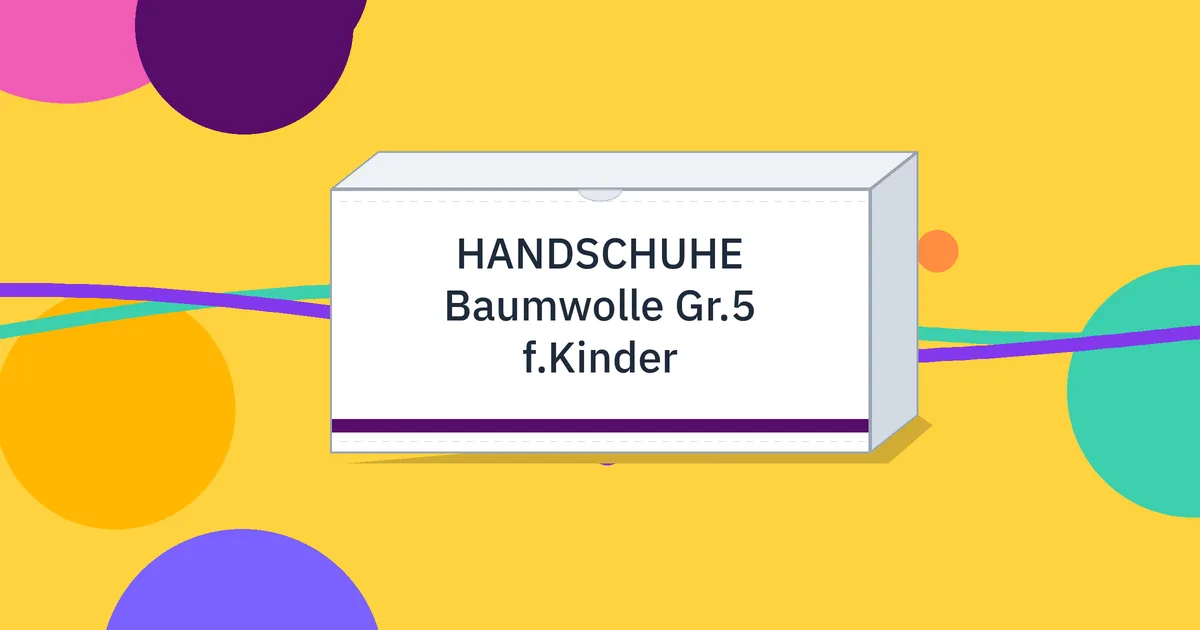 Symbolbild: Packung mit der Aufschrift HANDSCHUHE Baumwolle Gr.5 f.Kinder (PZN 02072972) – Verfügbarkeit und Bezug in Apotheken in Frankfurt am Main