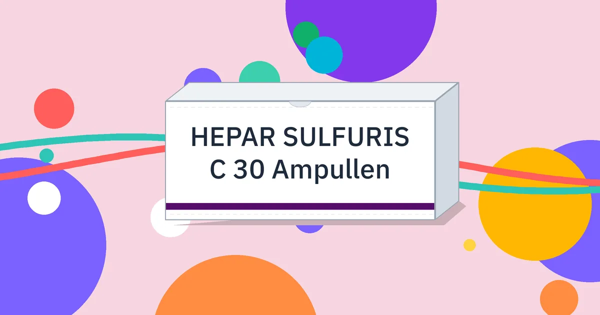 Symbolbild: Packung mit der Aufschrift HEPAR SULFURIS C 30 Ampullen (PZN 11706329) – Verfügbarkeit und Bezug in Apotheken in Frankfurt am Main