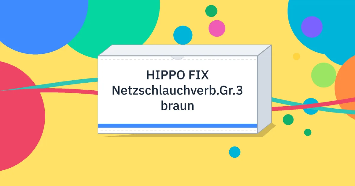 Symbolbild: Packung mit der Aufschrift HIPPO FIX Netzschlauchverb.Gr.3 braun (PZN 04543252) – Verfügbarkeit und Bezug in Apotheken in Frankfurt am Main
