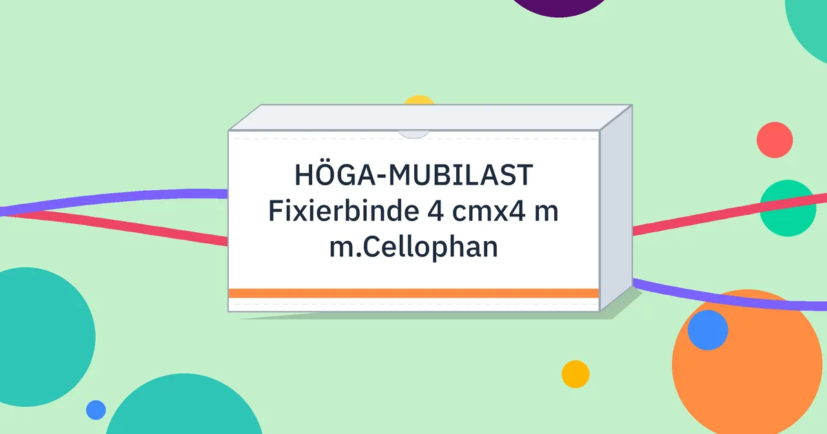 Symbolbild: Packung mit der Aufschrift HÖGA-MUBILAST Fixierbinde 4 cmx4 m m.Cellophan (PZN 04401492) – Verfügbarkeit und Bezug in Apotheken in Frankfurt am Main
