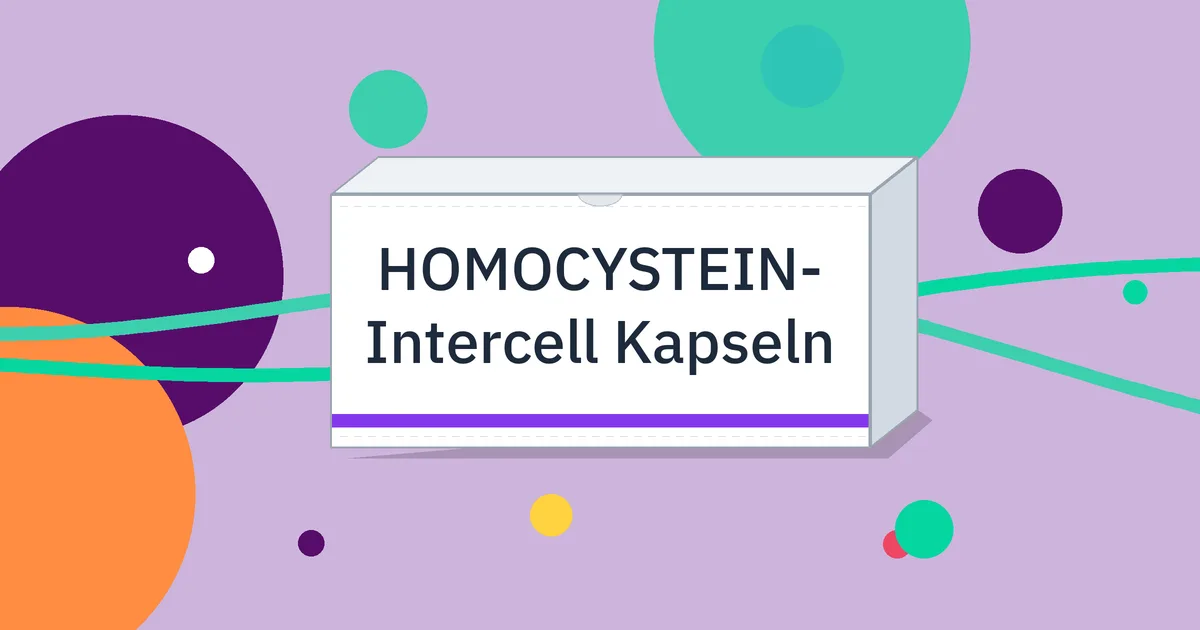 Symbolbild: Packung mit der Aufschrift HOMOCYSTEIN-Intercell Kapseln (PZN 13424948) – Verfügbarkeit und Bezug in Apotheken in Frankfurt am Main