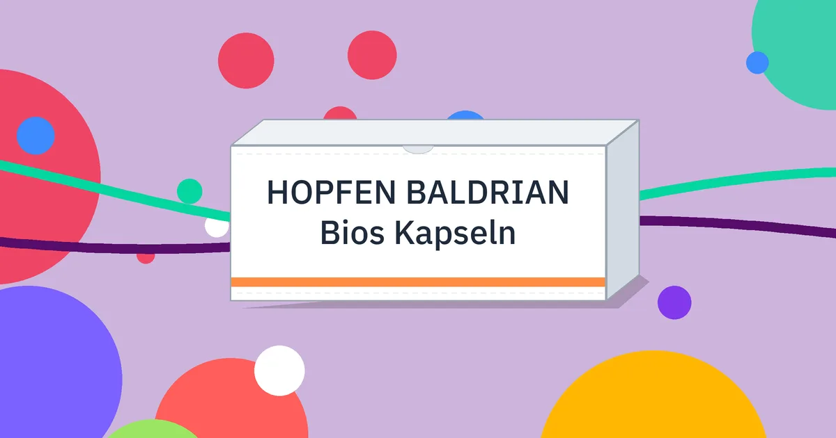 Symbolbild: Packung mit der Aufschrift HOPFEN BALDRIAN Bios Kapseln (PZN 09644058) – Verfügbarkeit und Bezug in Apotheken in Frankfurt am Main