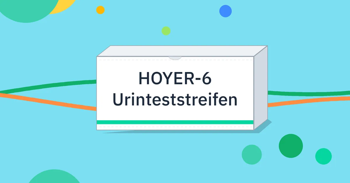 Symbolbild: Packung mit der Aufschrift HOYER-6 Urinteststreifen (PZN 11511637) – Verfügbarkeit und Bezug in Apotheken in Frankfurt am Main