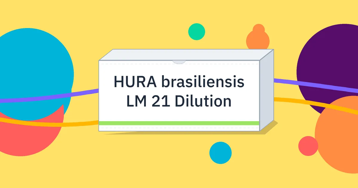 Symbolbild: Packung mit der Aufschrift HURA brasiliensis LM 21 Dilution (PZN 12889823) – Verfügbarkeit und Bezug in Apotheken in Frankfurt am Main