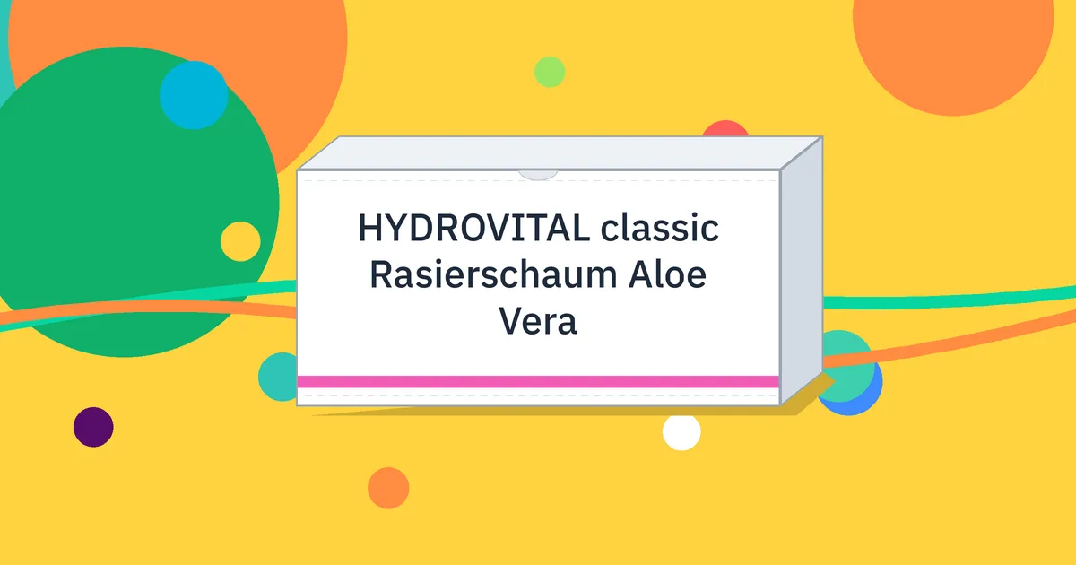 Symbolbild: Packung mit der Aufschrift HYDROVITAL classic Rasierschaum Aloe Vera (PZN 11257972) – Verfügbarkeit und Bezug in Apotheken in Frankfurt am Main