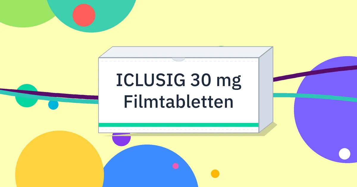 Symbolbild: Packung mit der Aufschrift ICLUSIG 30 mg Filmtabletten (PZN 19911299) – Verfügbarkeit und Bezug in Apotheken in Frankfurt am Main