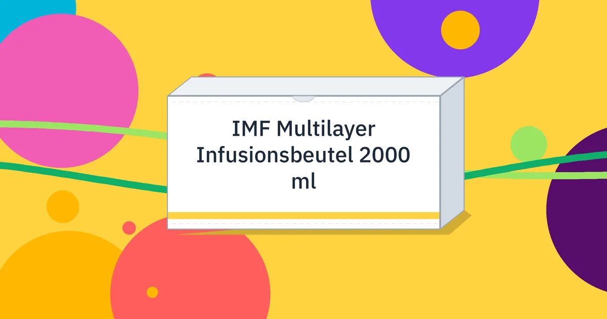 Symbolbild: Packung mit der Aufschrift IMF Multilayer Infusionsbeutel 2000 ml (PZN 18221032) – Verfügbarkeit und Bezug in Apotheken in Frankfurt am Main