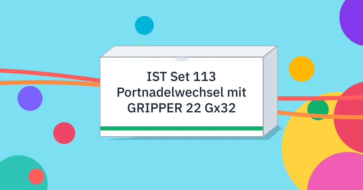 Symbolbild: Packung mit der Aufschrift IST Set 113 Portnadelwechsel mit GRIPPER 22 Gx32 (PZN 10049585) – Verfügbarkeit und Bezug in Apotheken in Frankfurt am Main