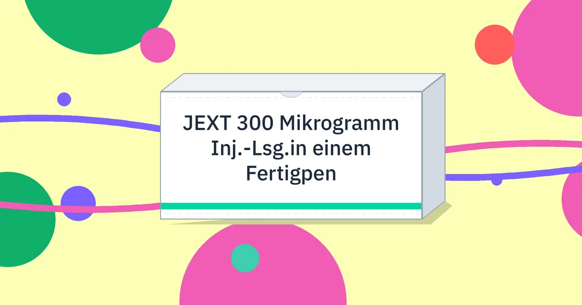 Symbolbild: Packung mit der Aufschrift JEXT 300 Mikrogramm Inj.-Lsg.in einem Fertigpen (PZN 11135080) – Verfügbarkeit und Bezug in Apotheken in Frankfurt am Main