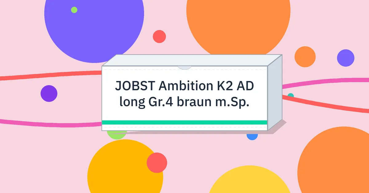 Symbolbild: Packung mit der Aufschrift JOBST Ambition K2 AD long Gr.4 braun m.Sp. (PZN 11020566) – Verfügbarkeit und Bezug in Apotheken in Frankfurt am Main