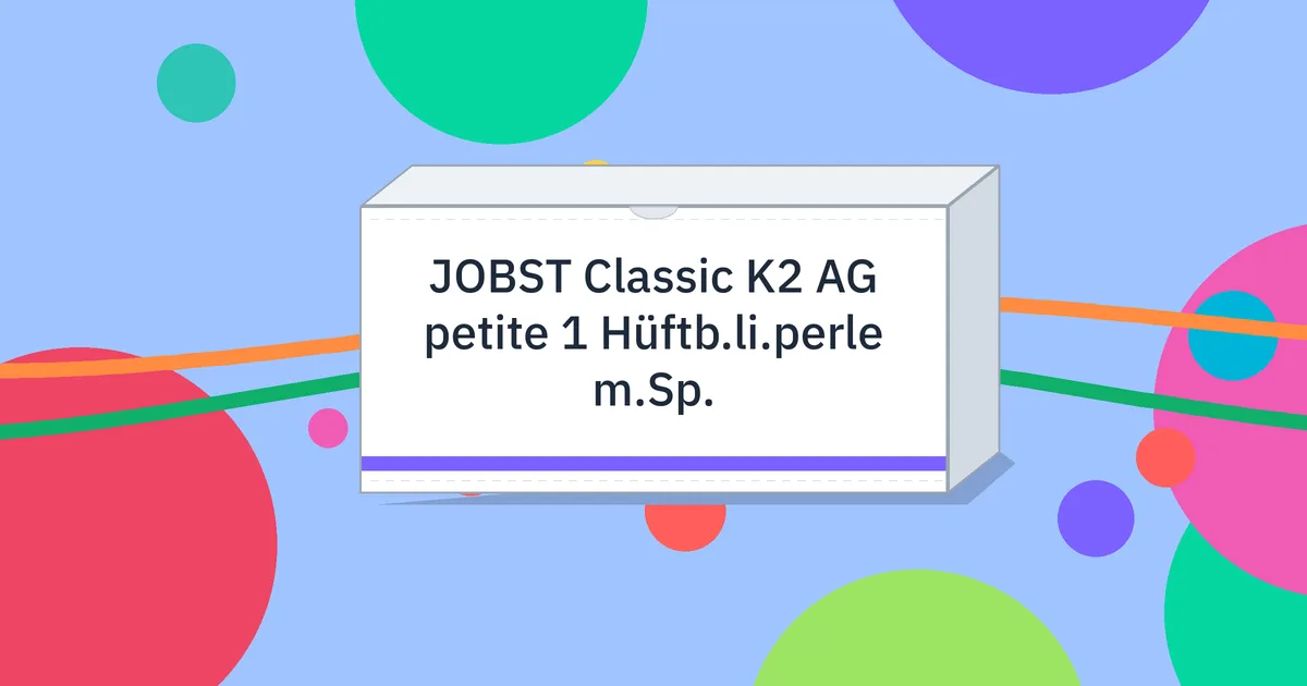 Symbolbild: Packung mit der Aufschrift JOBST Classic K2 AG petite 1 Hüftb.li.perle m.Sp. (PZN 13064183) – Verfügbarkeit und Bezug in Apotheken in Frankfurt am Main