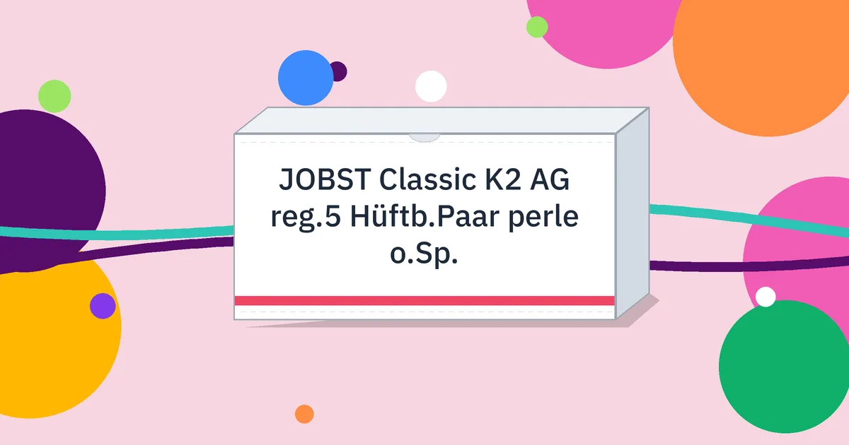 Symbolbild: Packung mit der Aufschrift JOBST Classic K2 AG reg.5 Hüftb.Paar perle o.Sp. (PZN 13066733) – Verfügbarkeit und Bezug in Apotheken in Frankfurt am Main