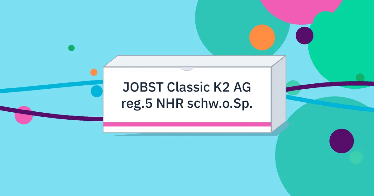 Symbolbild: Packung mit der Aufschrift JOBST Classic K2 AG reg.5 NHR schw.o.Sp. (PZN 11271848) – Verfügbarkeit und Bezug in Apotheken in Frankfurt am Main