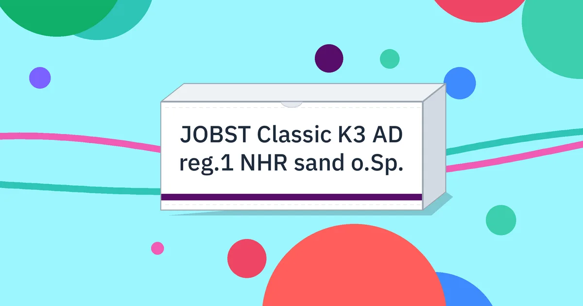 Symbolbild: Packung mit der Aufschrift JOBST Classic K3 AD reg.1 NHR sand o.Sp. (PZN 13071177) – Verfügbarkeit und Bezug in Apotheken in Frankfurt am Main