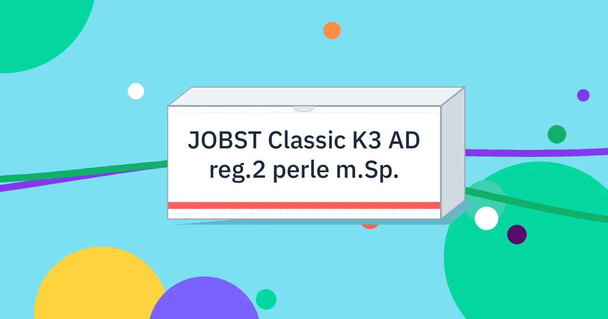 Symbolbild: Packung mit der Aufschrift JOBST Classic K3 AD reg.2 perle m.Sp. (PZN 13070893) – Verfügbarkeit und Bezug in Apotheken in Frankfurt am Main