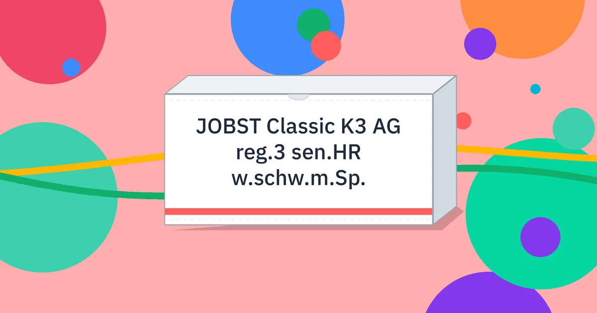 Symbolbild: Packung mit der Aufschrift JOBST Classic K3 AG reg.3 sen.HR w.schw.m.Sp. (PZN 17957819) – Verfügbarkeit und Bezug in Apotheken in Frankfurt am Main