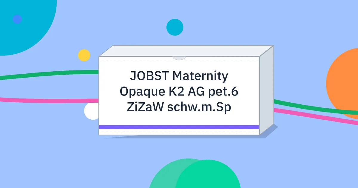 Symbolbild: Packung mit der Aufschrift JOBST Maternity Opaque K2 AG pet.6 ZiZaW schw.m.Sp (PZN 15853978) – Verfügbarkeit und Bezug in Apotheken in Frankfurt am Main