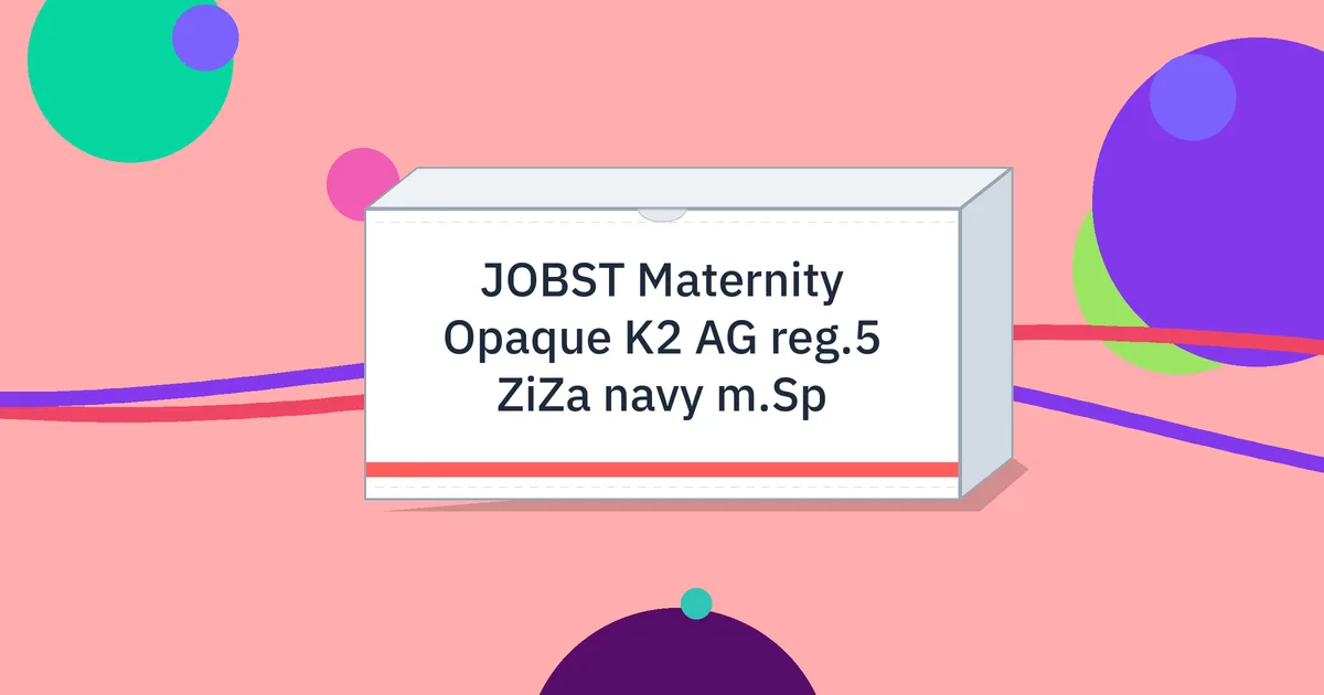 Symbolbild: Packung mit der Aufschrift JOBST Maternity Opaque K2 AG reg.5 ZiZa navy m.Sp (PZN 15860547) – Verfügbarkeit und Bezug in Apotheken in Frankfurt am Main
