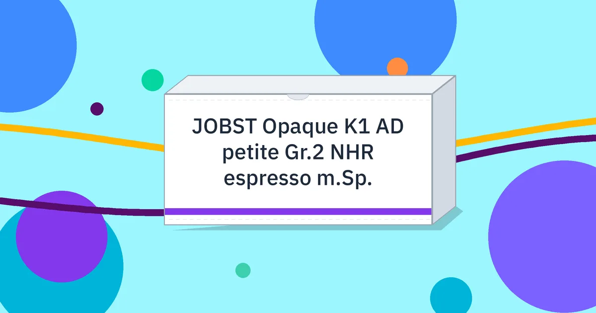 Symbolbild: Packung mit der Aufschrift JOBST Opaque K1 AD petite Gr.2 NHR espresso m.Sp. (PZN 16264474) – Verfügbarkeit und Bezug in Apotheken in Frankfurt am Main