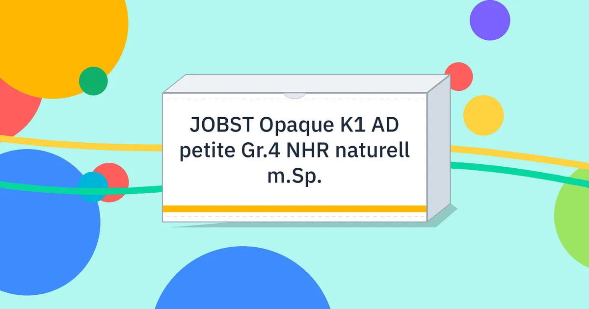 Symbolbild: Packung mit der Aufschrift JOBST Opaque K1 AD petite Gr.4 NHR naturell m.Sp. (PZN 13078914) – Verfügbarkeit und Bezug in Apotheken in Frankfurt am Main