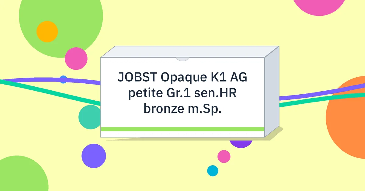 Symbolbild: Packung mit der Aufschrift JOBST Opaque K1 AG petite Gr.1 sen.HR bronze m.Sp. (PZN 13085334) – Verfügbarkeit und Bezug in Apotheken in Frankfurt am Main