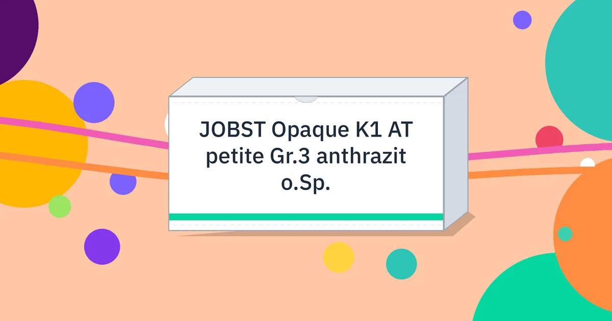 Symbolbild: Packung mit der Aufschrift JOBST Opaque K1 AT petite Gr.3 anthrazit o.Sp. (PZN 16275880) – Verfügbarkeit und Bezug in Apotheken in Frankfurt am Main