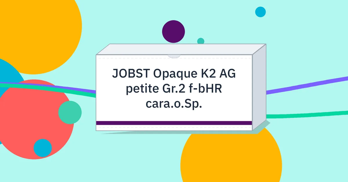 Symbolbild: Packung mit der Aufschrift JOBST Opaque K2 AG petite Gr.2 f-bHR cara.o.Sp. (PZN 10723521) – Verfügbarkeit und Bezug in Apotheken in Frankfurt am Main