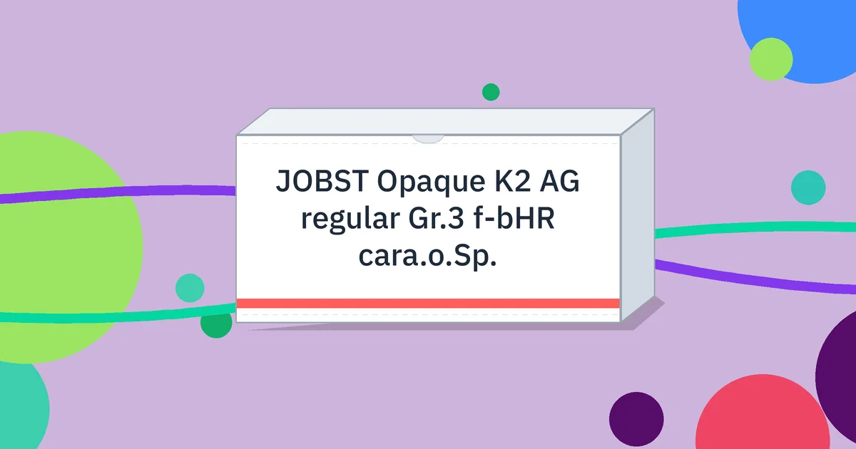 Symbolbild: Packung mit der Aufschrift JOBST Opaque K2 AG regular Gr.3 f-bHR cara.o.Sp. (PZN 10722987) – Verfügbarkeit und Bezug in Apotheken in Frankfurt am Main