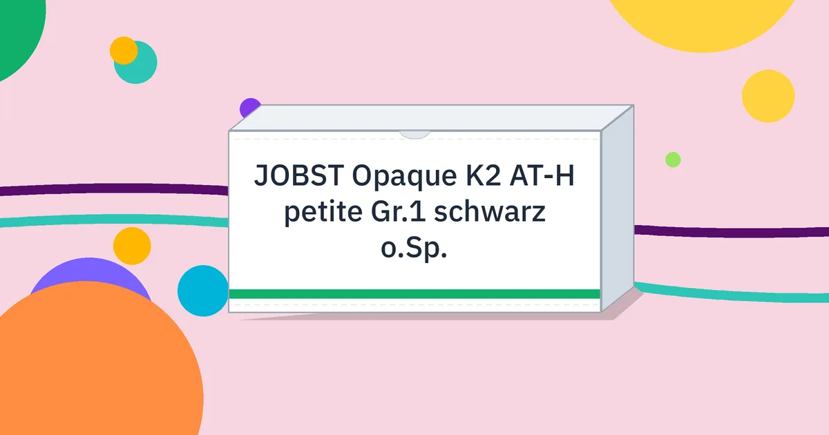 Symbolbild: Packung mit der Aufschrift JOBST Opaque K2 AT-H petite Gr.1 schwarz o.Sp. (PZN 13118387) – Verfügbarkeit und Bezug in Apotheken in Frankfurt am Main