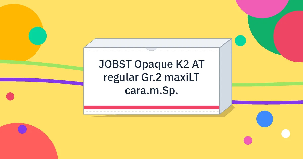 Symbolbild: Packung mit der Aufschrift JOBST Opaque K2 AT regular Gr.2 maxiLT cara.m.Sp. (PZN 13121432) – Verfügbarkeit und Bezug in Apotheken in Frankfurt am Main