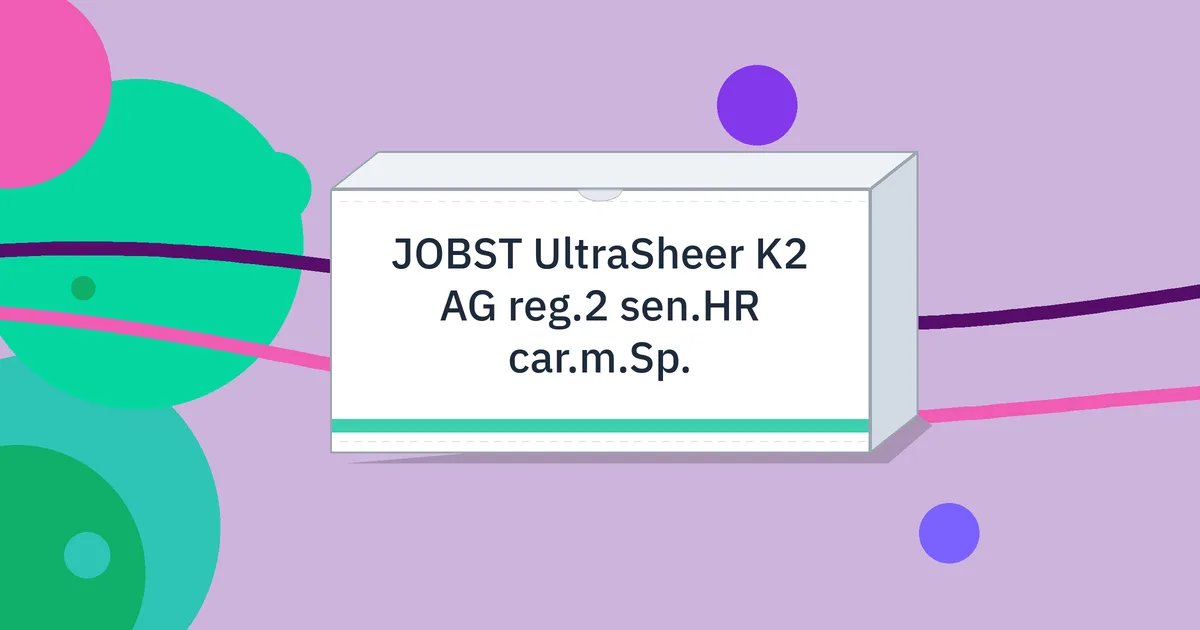 Symbolbild: Packung mit der Aufschrift JOBST UltraSheer K2 AG reg.2 sen.HR car.m.Sp. (PZN 11262157) – Verfügbarkeit und Bezug in Apotheken in Frankfurt am Main