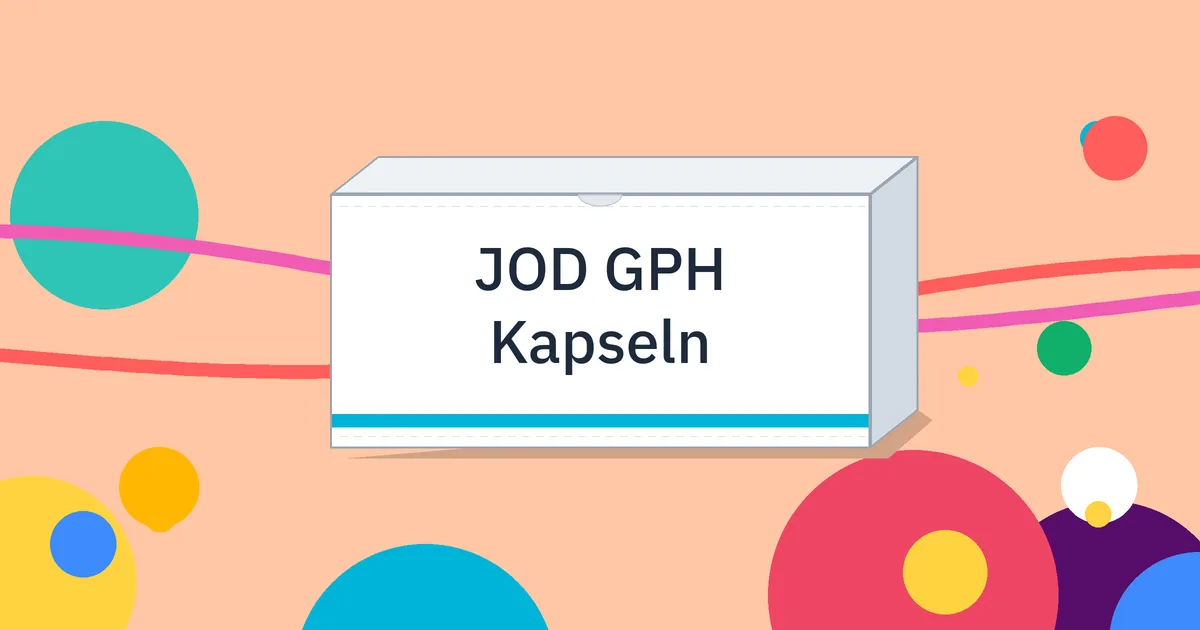 Symbolbild: Packung mit der Aufschrift JOD GPH Kapseln (PZN 07352972) – Verfügbarkeit und Bezug in Apotheken in Frankfurt am Main
