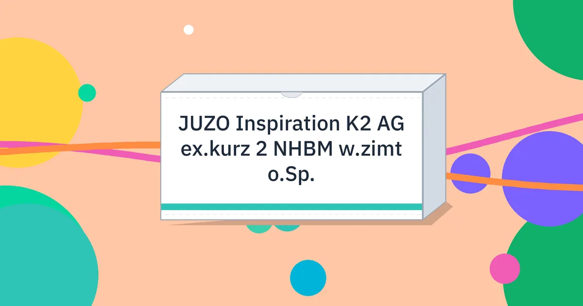 Symbolbild: Packung mit der Aufschrift JUZO Inspiration K2 AG ex.kurz 2 NHBM w.zimt o.Sp. (PZN 14951319) – Verfügbarkeit und Bezug in Apotheken in Frankfurt am Main