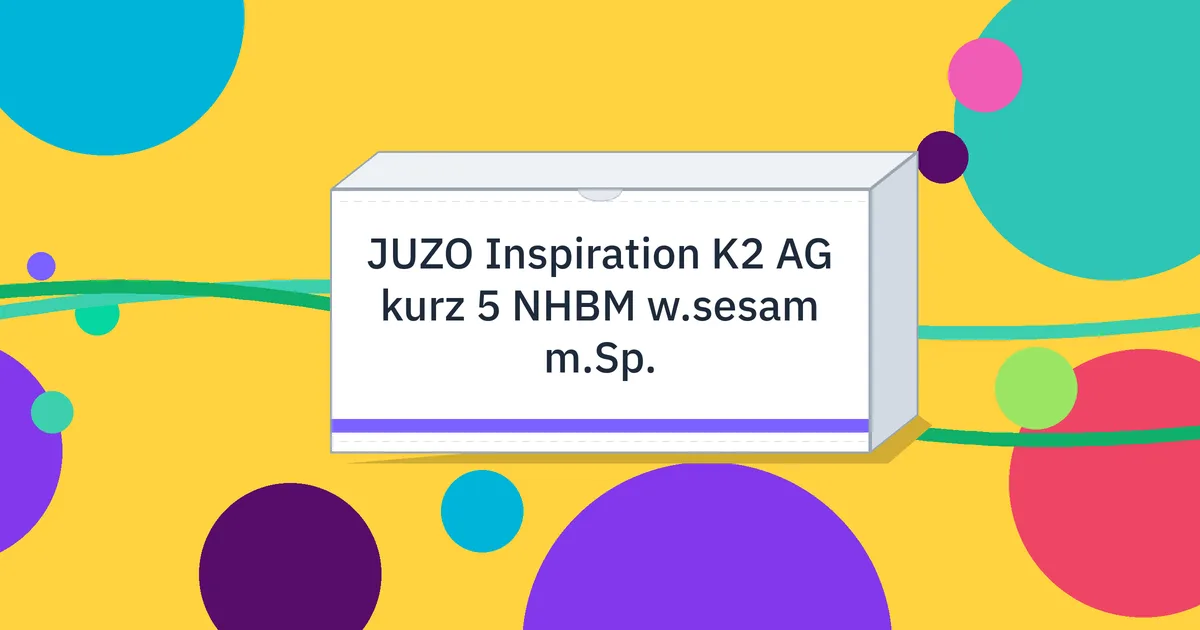 Symbolbild: Packung mit der Aufschrift JUZO Inspiration K2 AG kurz 5 NHBM w.sesam m.Sp. (PZN 14923211) – Verfügbarkeit und Bezug in Apotheken in Frankfurt am Main