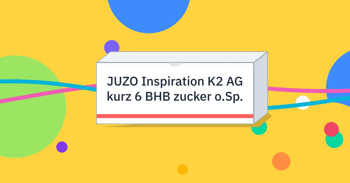 Symbolbild: Packung mit der Aufschrift JUZO Inspiration K2 AG kurz 6 BHB zucker o.Sp. (PZN 14834571) – Verfügbarkeit und Bezug in Apotheken in Frankfurt am Main