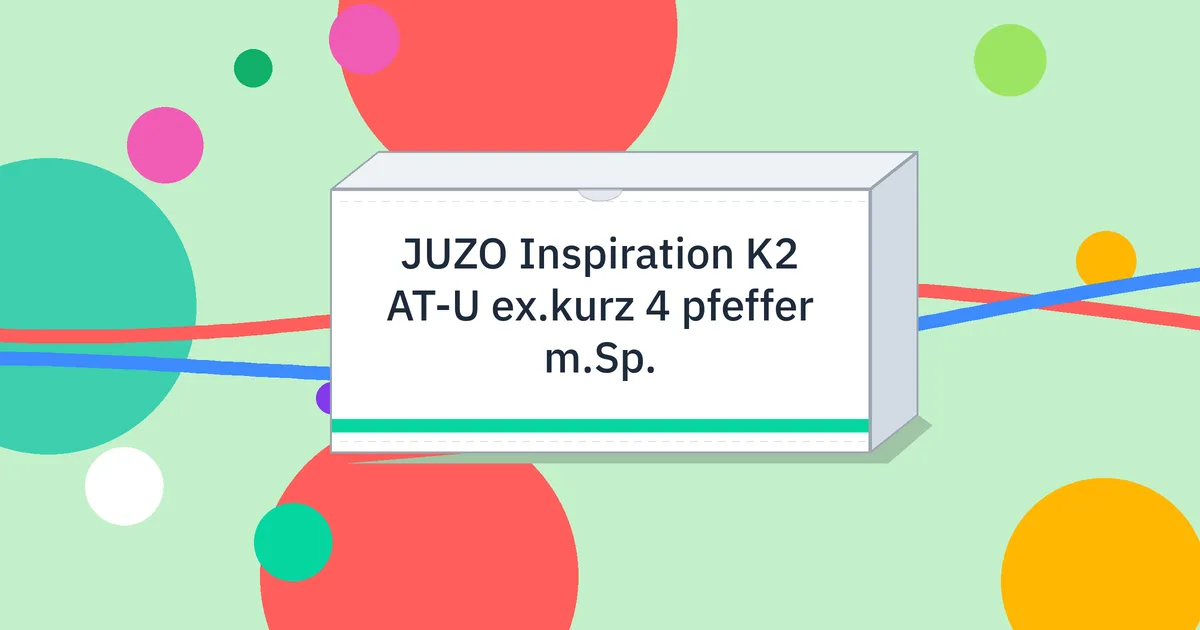 Symbolbild: Packung mit der Aufschrift JUZO Inspiration K2 AT-U ex.kurz 4 pfeffer m.Sp. (PZN 14965965) – Verfügbarkeit und Bezug in Apotheken in Frankfurt am Main